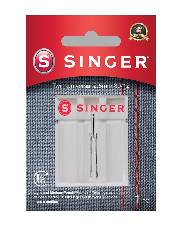 Singer 250056702 Ago gemello universale Blister da 1 pz 2.5 mm 80/12